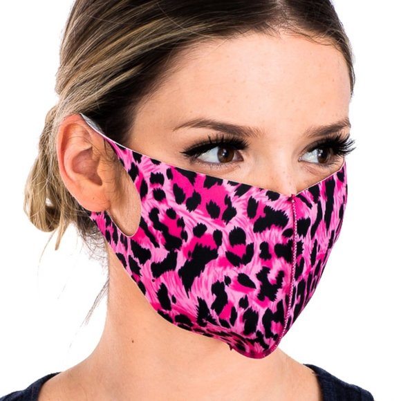Accessories | Pink Leopard Print Animal Print Reusable Face Mask | Poshmark